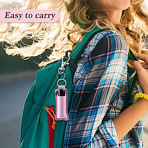 Chapstick Holder Lip Balm Sleeves Pouch Portable Lipstick Holder Bags Lip Gloss Holder Chapstick Holder With Clip for Women (Pink Black etc)