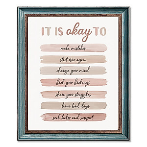 It's Okay To Quotes, Note To Self Poster, School Counselor Art Print, Anxiety Quotes, Counseling Office Decor, Psychologist, Social Worker Wall Decor, Unframed (11X14 INCH)