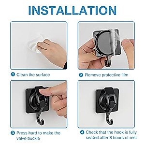 Khdrvok Heavy Duty Vacuum Round Cup Hook, Easy to Install and Remove,Black Plated Plished Super Suction for Kitchen， Bathroom and Restroom， 2pack