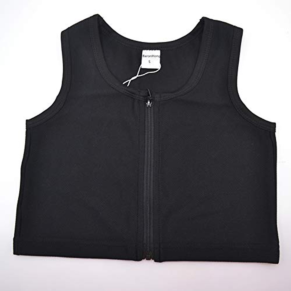 BaronHong Tomboy Trans Lesbian Middle Zipper Mesh Chest Binder Corset Plus Size Short Tank Top(Black,M)