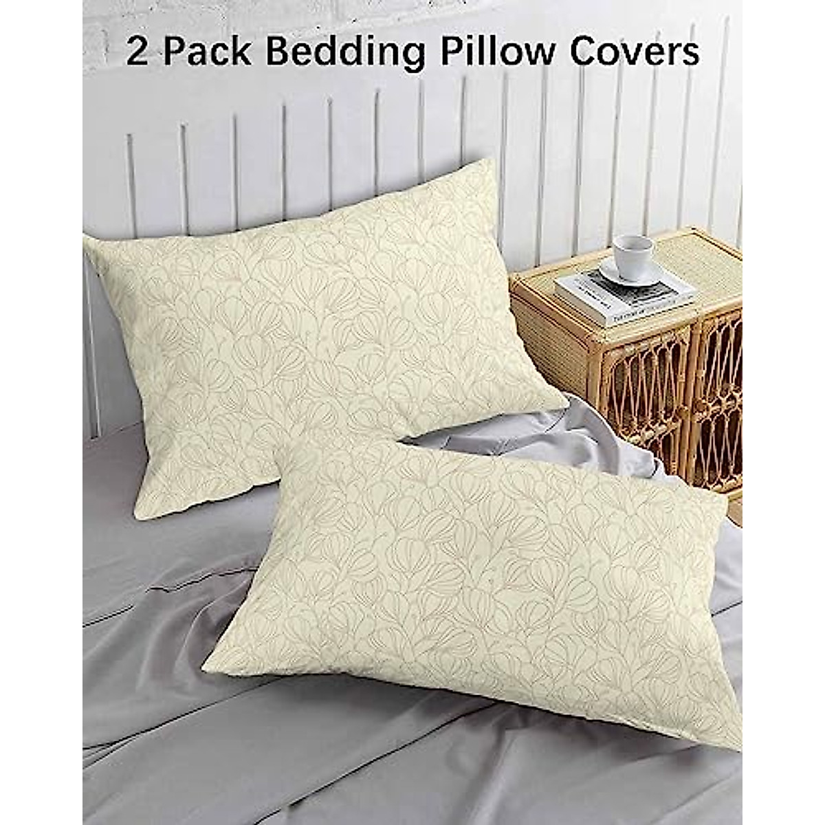 Edwiinsa Yellow Lines Pillow Covers King Standard Set of 2 20x36 Bed Pillow, Modern Striepd Abstract Aesthetics Plush Soft Comfort for Hair/Skin Cooling Pillowcases with Envelop Closure