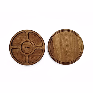 Double-sided Reversible Walnut Wood Cutting Board and Cheese Table by hachka, Round Wooden Charcuterie, Service Table, and Cutting Board.