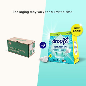 Dropps UltraWash Dishwasher Pods, Lemon Citrus (32 Count) - Biobased Power Deep Clean Dishwasher Detergent Tablets for Sparkling Shiny Dishes - No Rinse Aid or Pre-Wash Needed - Dishwashing Pods