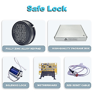 Electronic Safe Lock Replacement Keypad with Solenoid Lock, Gun Safe Lock with Programmable Electronic Keypad, Lock Fits High Security Safe Box and Security Cabinet