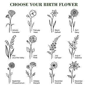 UNIGIFTIME Personalized Birth Flower Tumbler Cup with Name, Custom Skinny Tumbler with Lid and Straw 20oz Stainless Steel Coffee Tumbler Personalized Birthday Gifts and Mothers Day Gifts for Women