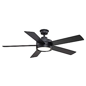 Home Decorators Collection Baxtan 56 in. LED Matte Black Ceiling Fan with Light and Remote Control AM731A-MBK
