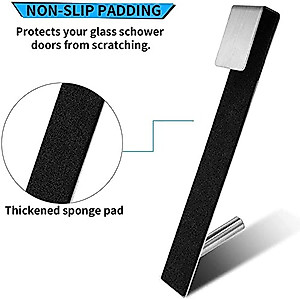 Extended Shower Door Hooks 7-inch, Over Door Hooks for Bathroom Frameless Glass Shower Door,Heavy Duty Rack Hooks, Stainless Steel Towel Hooks,for Robe 2 Pack (Black)