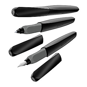 Pelikan Twist Fountain Pen with 1 Ink Cartridge, Medium Nib, Silver, Boxed (947101)