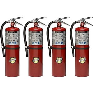 Pack of 4 11340 ABC Multipurpose Dry Chemical Hand Held Fire Extinguisher with Aluminum Valve and Wall Hook, 10 lbs Agent Capacity.