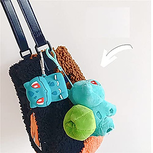 AirPods 2/1 case,Cute 3D Cartoon Kawaii Funny Fun Airpods 1/2 case,Soft Silicone Shockproof Keychain Charging Box.for Boys and Girls,Compatible airpods Skin Cases(Bulbasaur)