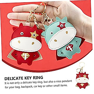 Cabilock 3 pcs Key Chain Animal Keychains Backpack Keychains Keychain for Kids New Year Party Bag Filler Goodbye Keychain Year of ox Keychain Key Decor Calf Key Pendant PU Keychain Alloy