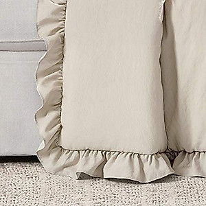 Lush Decor Reyna Soft Knitted Ruffle Throw Blanket, 50" x 60", Wheat