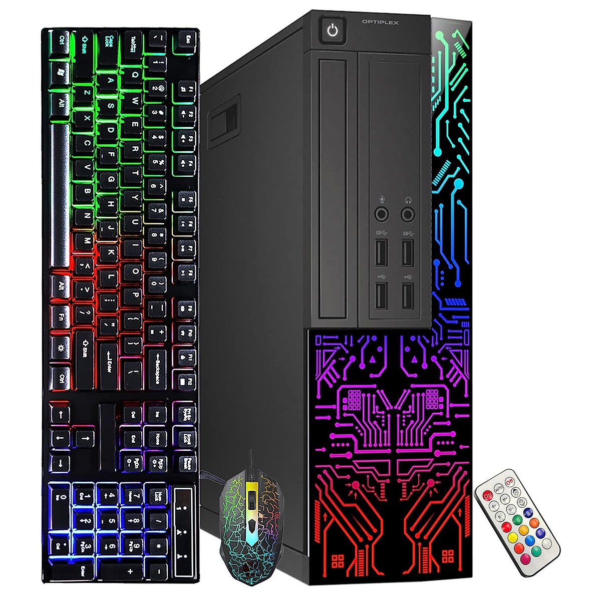 Dell OptiPlex Desktop Computer | Quad Core Intel i5 Up to (3.6GHz) | 16GB DDR3 RAM 1TB SSD | RGB Gaming Keyboard & Mouse | AMD RX 550 4GB GDDR5 | RGB Light PC | WiFi Windows 10 (Renewed)