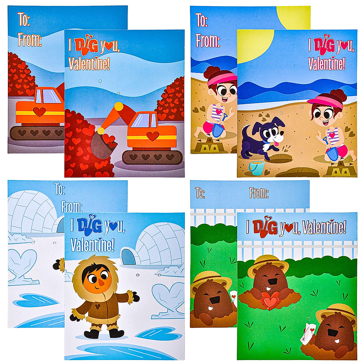 JOYIN 28 Packs Valentines Day Cards with Shovel Toys for Valentine Party Favor, Classroom Exchange Prize, Valentine’s Greeting Cards, Shovels and Rakes Beach Toys, “I DIG YOU Valentine”
