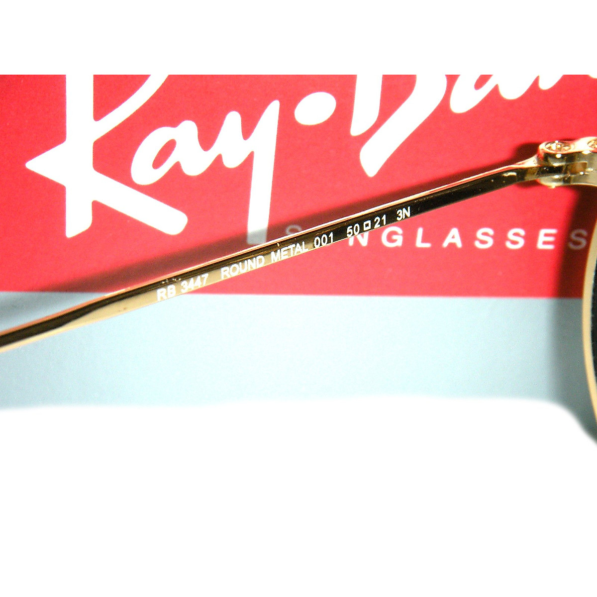 Ray Ban RB3447 ROUND METAL Sunglasses Color 001, Gold, 50 mm