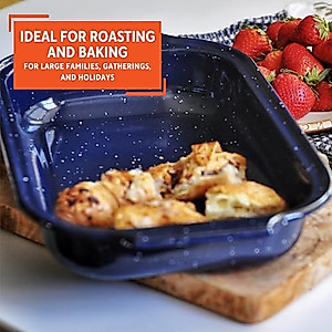 Imusa Traditional Blue Speckled Roaster/Baking Pan 12" x 7.8”