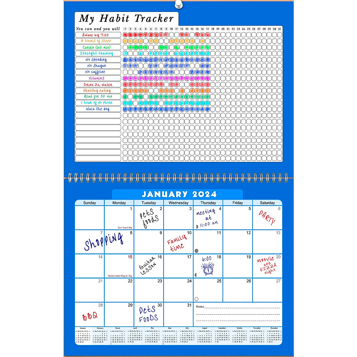 2024 Monthly Desktop/Wall Calendar/Planner - Habit Tracker - Daily, Weekly & Monthly Goal Motivational Habit Tracking Journal Inspirational - (Edition #06)