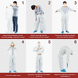 YIBER Hazmat Suit Disposable Coverall | Heavy Duty Full Body Paint Coverall & Suit in 7 Sizes with Multiple Specifications for Men & Women Without Hood - Breathable & Water Resistant