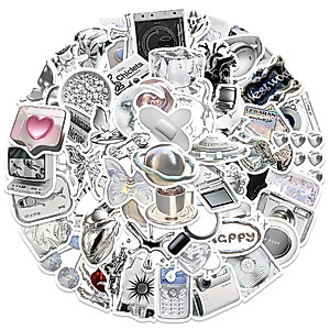 ZJSXINDI Stickers Aesthetic Waterproof Laptop Stickers Decals 66 Pcs for Water Bottle Laptop Computer Skateboard Bumper,Aesthetic Vsco Vinyl Stickers for Kids Teens Girls (Platinum)