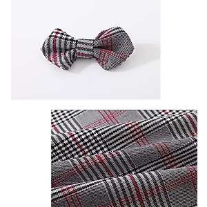 Infant White Long Sleeve Dress Shirts Plaid Vest Check Pant with Bowtie Gentleman Outfits for Baby Boys 12-18M