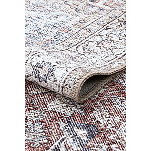 Home Culture Machine Washable Area Rug, Non-Shedding, Distressed Area Rug for Livingroom, Kitchen, Dining, Office, Low Pile, Pet Friendly Luna Rug, 5'2'x7'6'