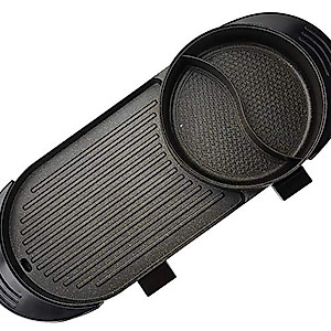 Comft Hot Pot and Grill, 2 In 1 Electric Hot Pot Grill Cooker with Dual Temperature Control Multi-Functional Smokeless Shabu Korean BBQ Pan Indoor Large Capacity Non-Stick, Capacity for 2 - 12 People