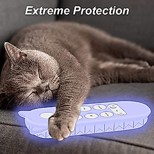 2Pack Silicone Protective Case Compatible for Google Chromecast Remote Control,Remote Case Holder Skin for Google 2020 Voice Remote,Shock Absorption Bumper Remote Back Cover -Glowpurple+Glowblue