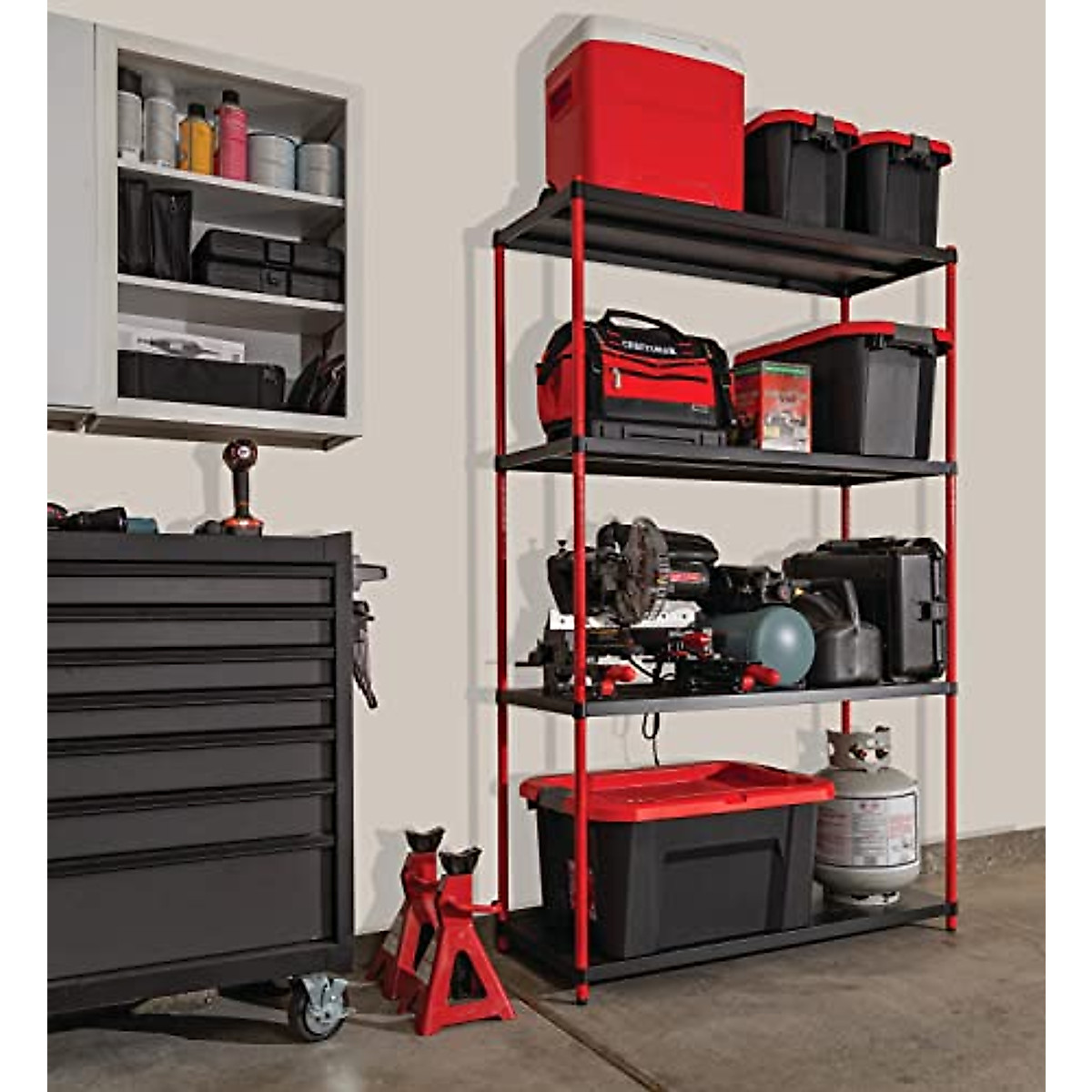 Craftsman 4-Shelf 6-Foot Tall Storage Rack for Garage and Workshop, Durable Powder-Coated Steel, Reinforced Adjustable-Height Steel Shelves - 2,400-Pound Capacity (CMXMSAJ94994)