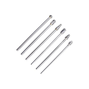 findmall 6Pcs Carbide Alloy Rotary Burr Set 6mm(1/4") Shank 10mm Head 150mm Length for DIY Woodworking Metal Carving Polishing Engraving Drilling
