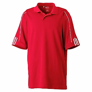 Adidas Golf Men's ClimaLite 3-Stripes Cuff Polo Sport Shirt. A76 - XX-Large - University Red / White