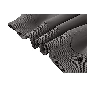 Lauweion Women Solid Basic Fleece Letter Loose Hoodie Sweatshirt Long Sleeve Kangaroo Pocket Drop Shoulder Pullovers Top Dark Grey