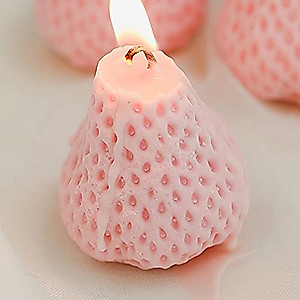 VALICLUD 8 Pcs Mini Scented Candles Strawberry Shaped Aromatherapy Candle Decorative Fragrance Candle for Table Scatter Photo Booth Props Pink