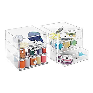 iDesign BPA-Free Plastic 3-Drawer Vanity Organizer - 6.5" x 6.5" x 6.5", Clear