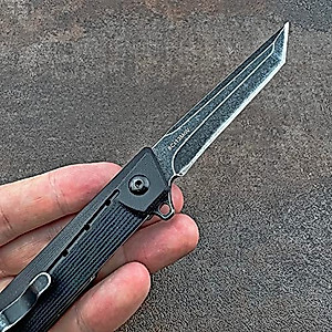 VORTEK Ball Bearing Pivot System Folding Pocket Knife, Everyday Carry, 8Cr13MOV Tanto Blade