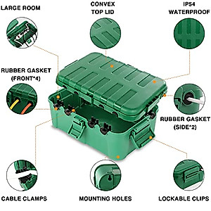 Flemoon IP54 Waterproof Electrical Box, Big Outdoor Plug Cover Weatherproof, Protect Outdoor Outlet, Timer, Extension Cord, Power Strip, Pool Pump, Fountain, String Light, Holiday Decoration, Green