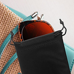 Super Z Outlet Black Microfiber Sunglasses Glasses & Cell Phone Gadgets Accessories Sleeve Bag Pouch with Drawstring Closure for Cleaning, Protection, & Storage (12 Pack)