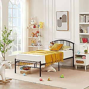 VECELO 14 inch Twin Bed Frame Metal Platform Mattress Foundation with headboard Footboard Steel Slat Support/No Box Spring Needed/Easy Assembly