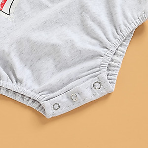 Twopumpkin Toddler Baby 4th of July Outfit Boy Girl Oversized Romper/Shirts+Shorts Retro American Flag Matching Clothes (A USA Romper Gray,12-18 Months)