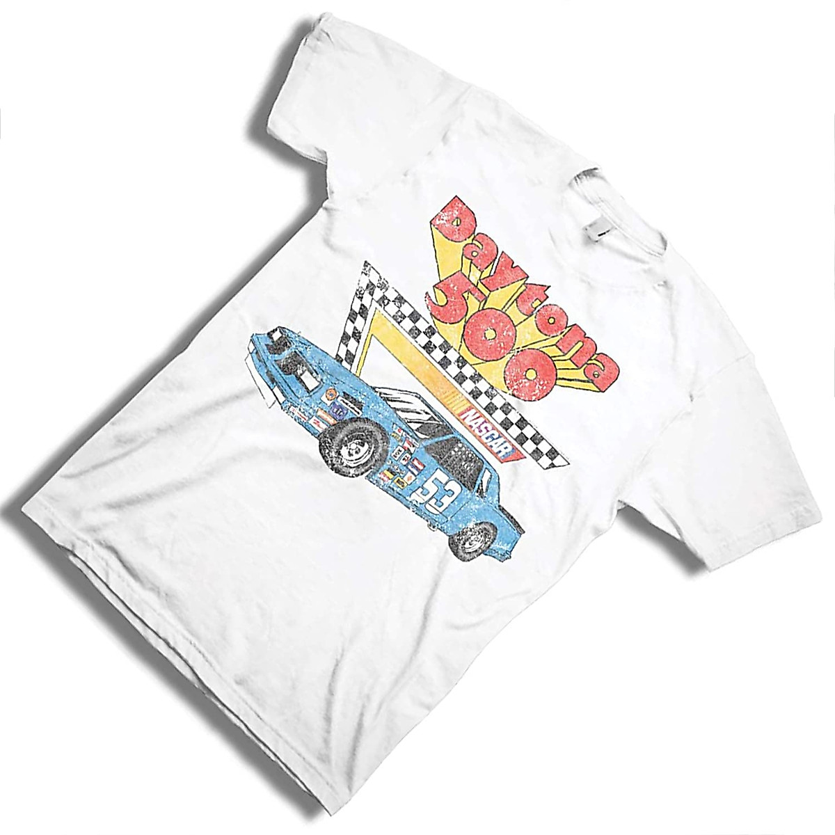 NASCAR Vintage Daytona 500 Shirt Racing Mens Graphic T-Shirt (White Daytona, X-Large)