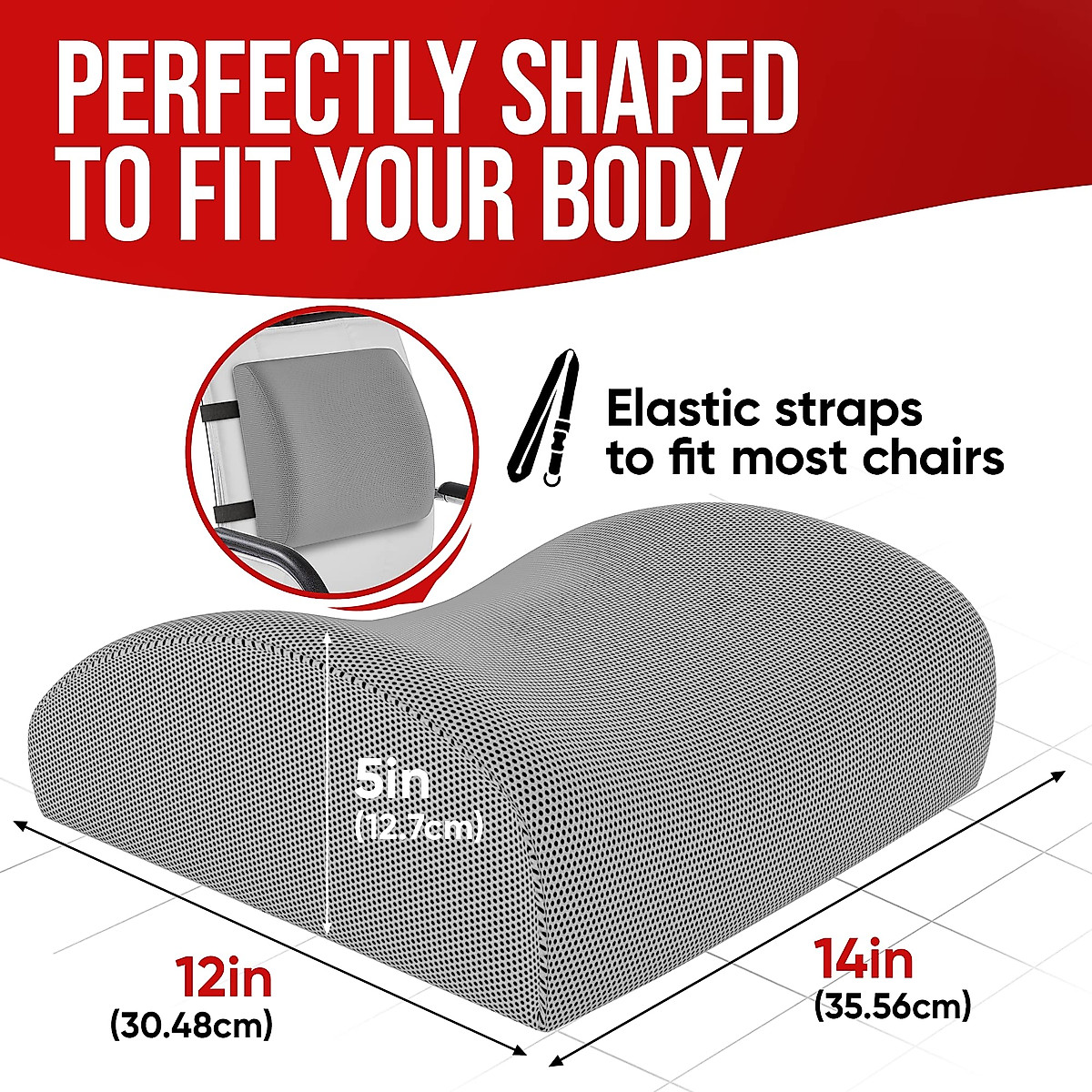 FORTEM Chair Seat Cushion (Mesh, Grey) + Lumbar Support