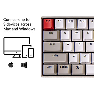 Keychron K6 Hot-Swappable Wireless Mechanical Keyboard for Mac, 65% Compact 68 Keys, Bluetooth, Multitasking, Type-C Wired Gaming Keyboard for Windows Non-Backlit with Keychron Brown Switch