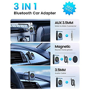 Bluetooth 5.3 AUX Adapter for Car,【Enhanced Mic & LED Digital Display】【22H Battery Life & Noise Cancelling】JOYROOM 3.5mm Input Wireless Receiver for Car Audio/Home Stereo, Metal