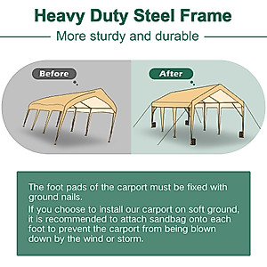 MARVOWARE 10x20ft Heavy Duty Carport with Removable Sidewalls & Doors, Rolling Curtain and Doors,Car Canopy Portable Garage for Automobile, Boat, Tools, Car Garage Tent for Market Party