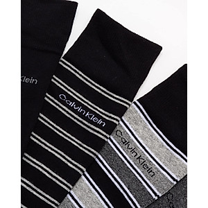 Calvin Klein Men's Dress Socks - Cotton Blend Crew Patterned Socks (4 Pack), Size 7-12, Black Assorted