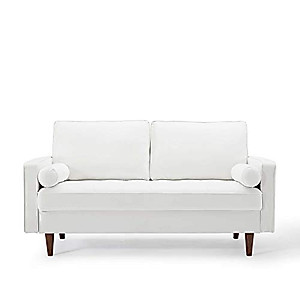 Modway Valour Performance Velvet Loveseat, White Valour Performance Velvet Loveseat