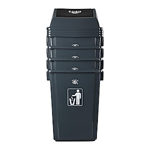 Pekky 18 Gallon Large Garbage Can Set of 4, Plastic Trash Can with Swing Lid, Grey