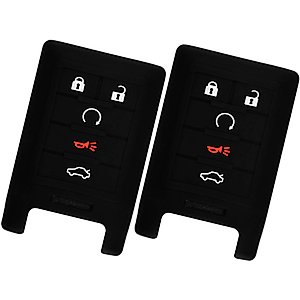 KeyGuardz Keyless Remote Car Smart Key Fob Outer Shell Cover Soft Rubber Case for Cadillac ATS CTS DTS SRX STX XTS (Pack of 2)