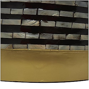 Deco 79 Mother of Pearl Shell Geometric Drum Accent Table with Gold Base, 18" x 18" x 23", Black