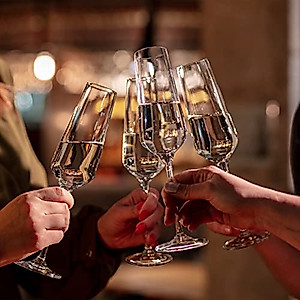 KROSNO Crystal Champagne Flute Glass | Set of 6 | 6.1 oz | Avant-Garde Collection | Perfect for Home, Restaurants and Parties | Dishwasher Safe