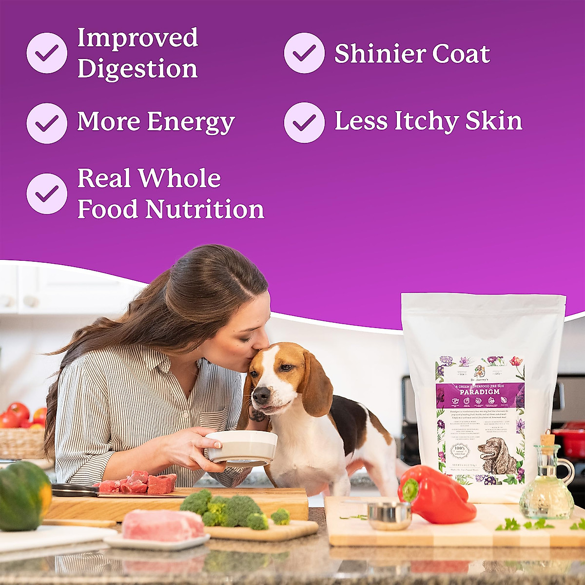 Dr. Harvey's Paradigm Green Superfood Dog Food, Human Grade Dehydrated Grain Free Base Mix for Dogs, Diabetic Low Carb Ketogenic Diet (6 Pounds)